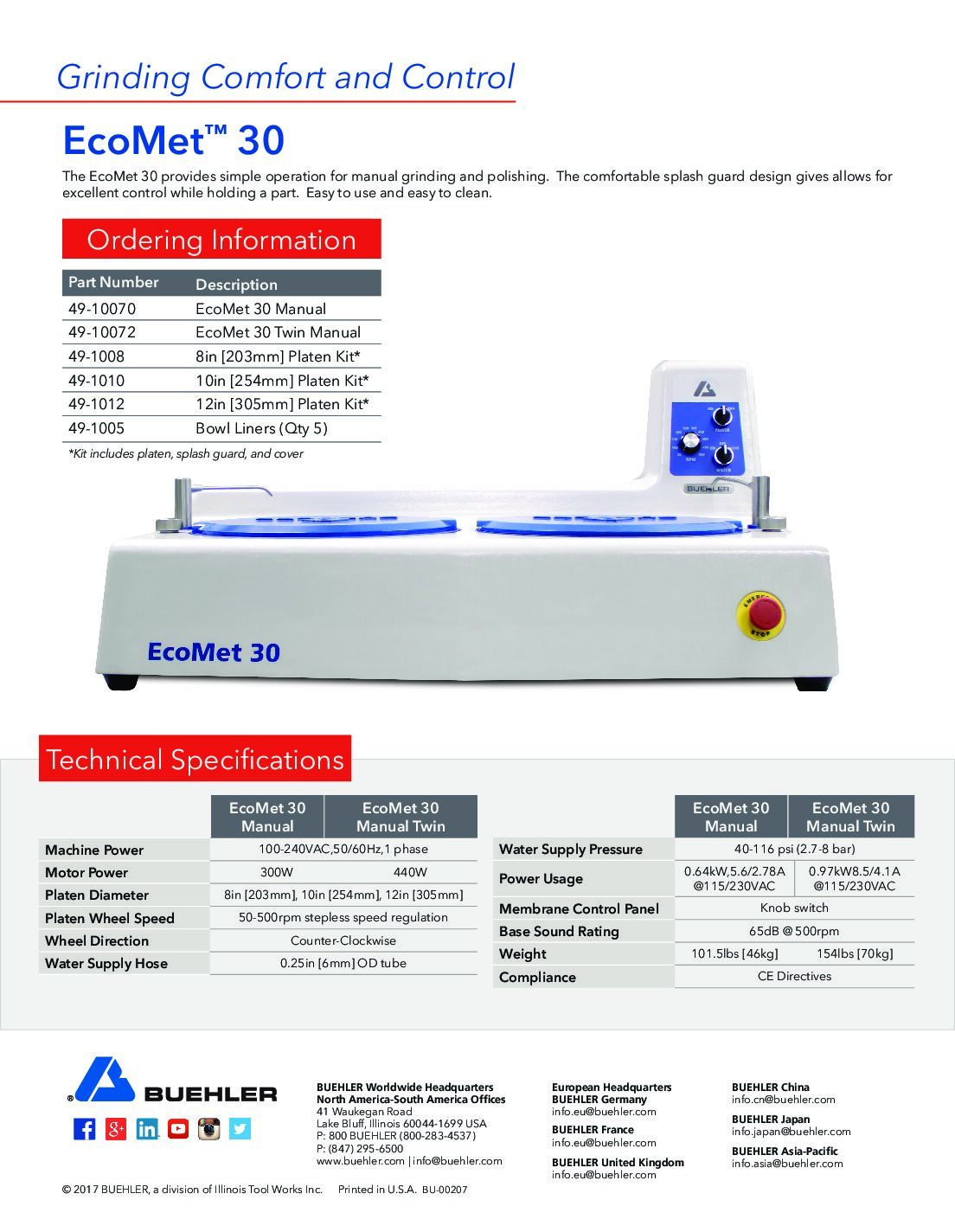 Buehler EcoMet 30 Manual Grinder Polisher | Metallographic Prep